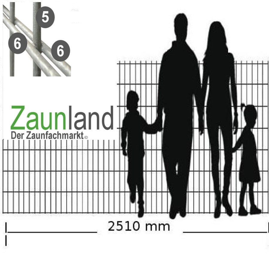 Doppelstabmatte SD 6-5-6 mm RAL 7016 anthrazit (L. x H.) 2500 x 1430 ...